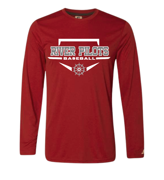 River Baseball - Russell Performance Long Sleeve Tee - Red - Diamond P ...